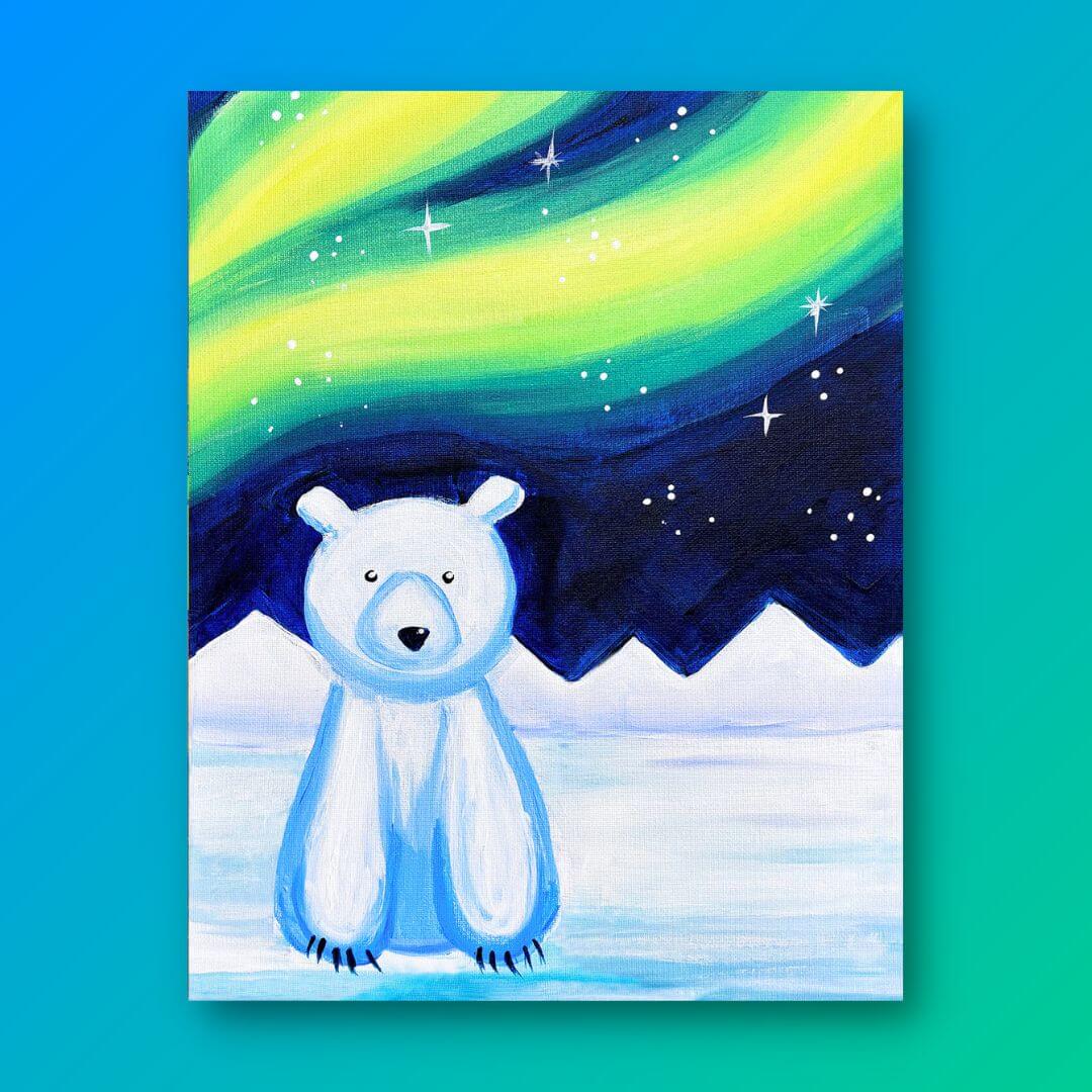 Polar Bear Painting For Kids Cool Polar Bear In Sunglasses. New Year