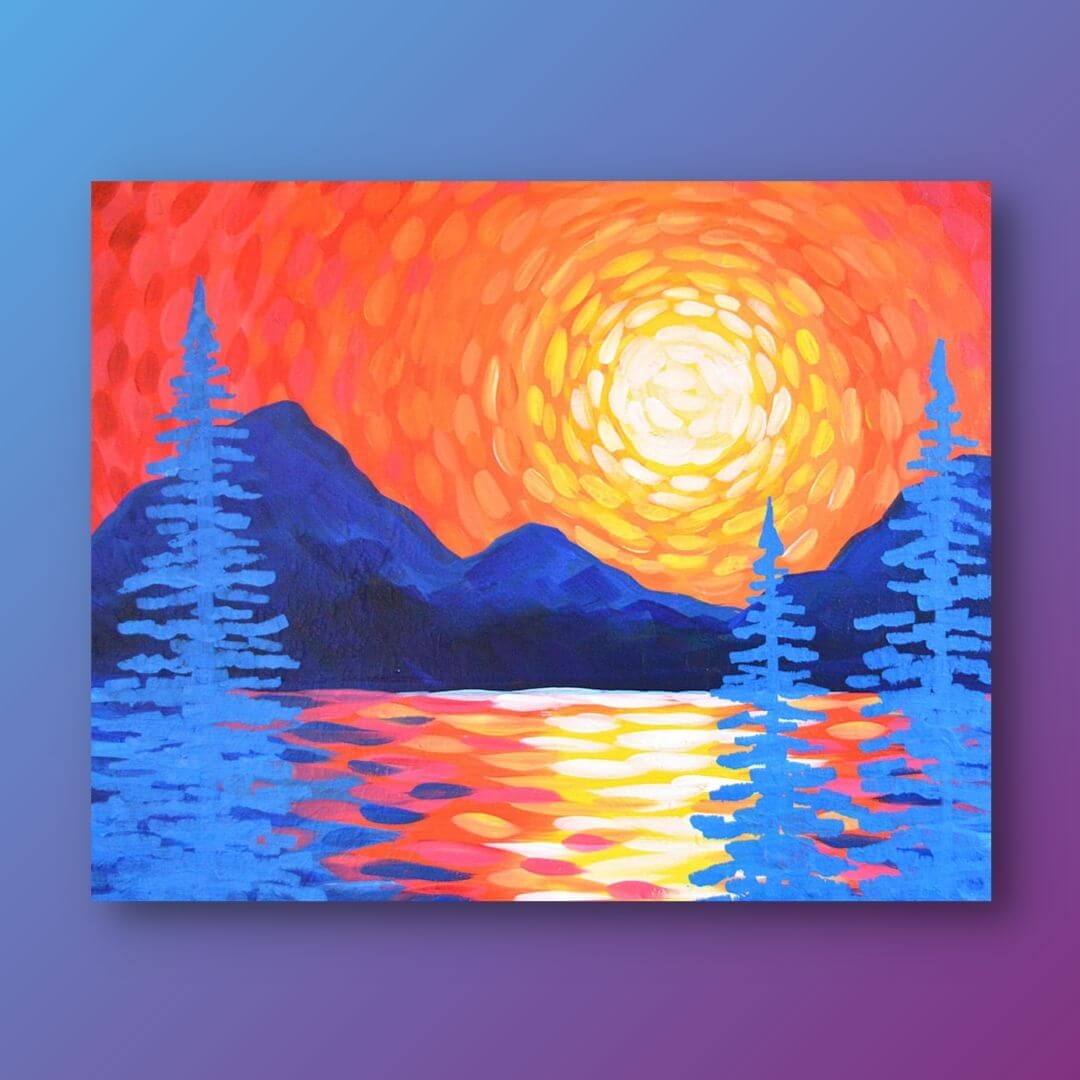 Easy Sunset Painting Sunset Acrylic Painting – Tracey Stebbing's