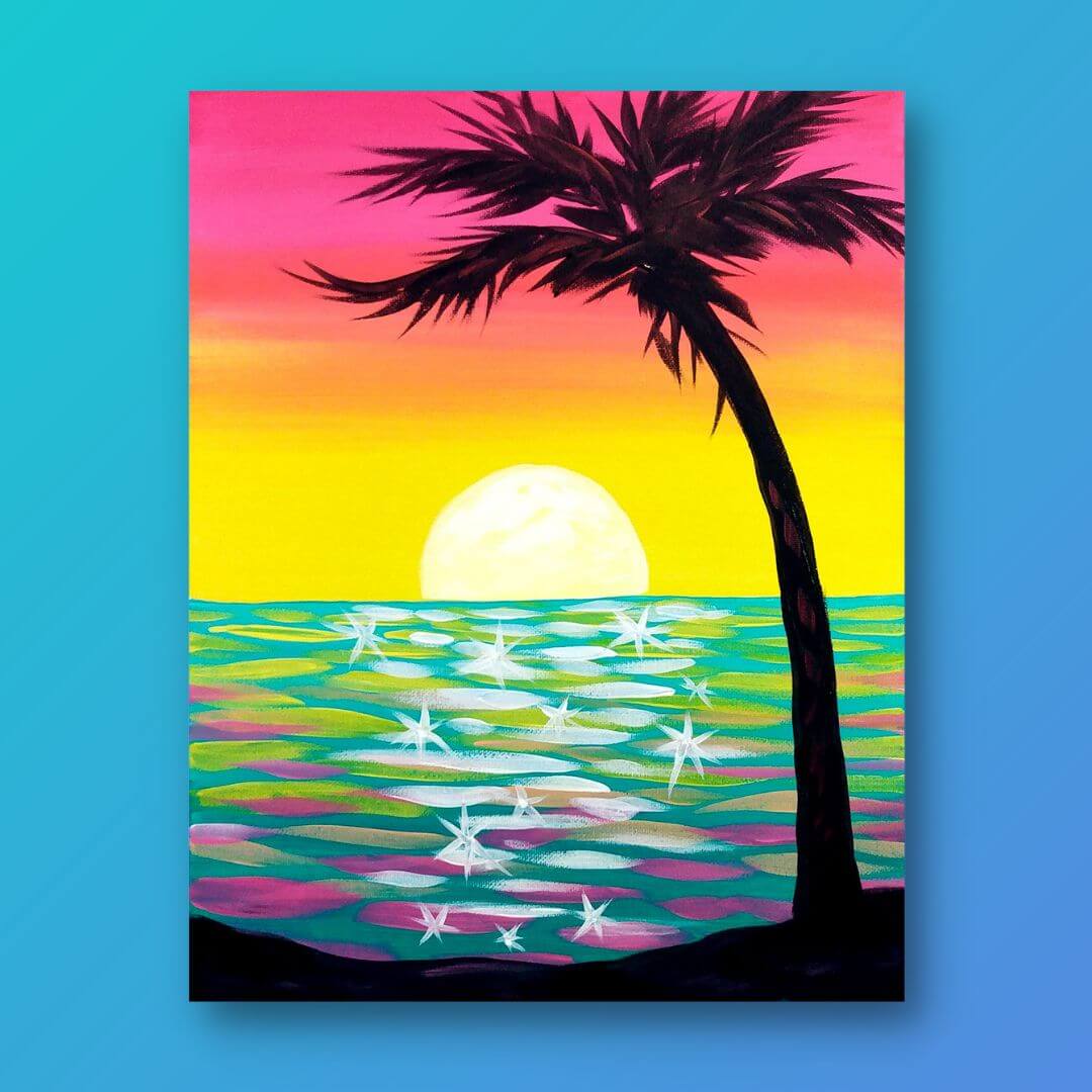 Simple Beach Sunset Painting